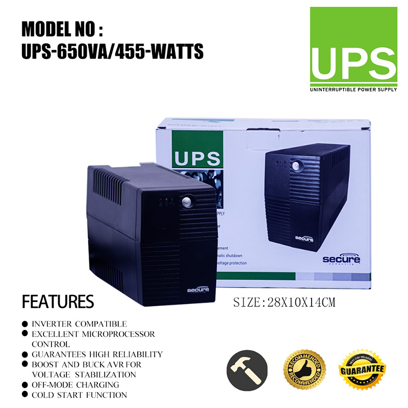 SECURE UPS 650VA Uninterruptible Power Supply With Built In AVP For PC ...
