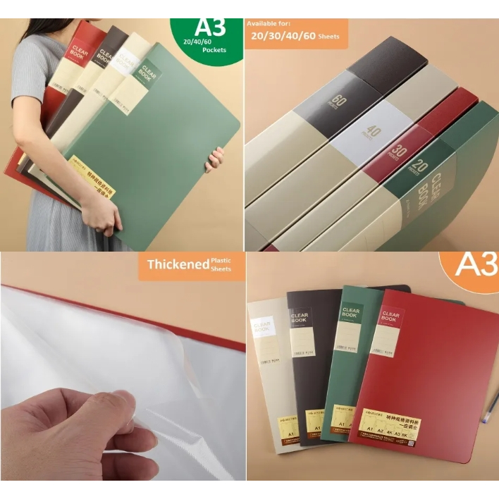 【A3 folder essential for work and study】Thickened Booklet Display Book ...