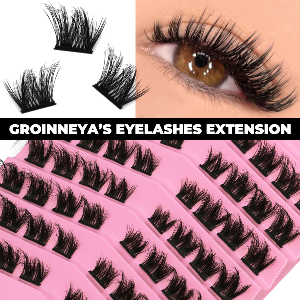 GROINNEYA Fake lashes Cat eye lashes soft Volume Natural long 3D faux ...