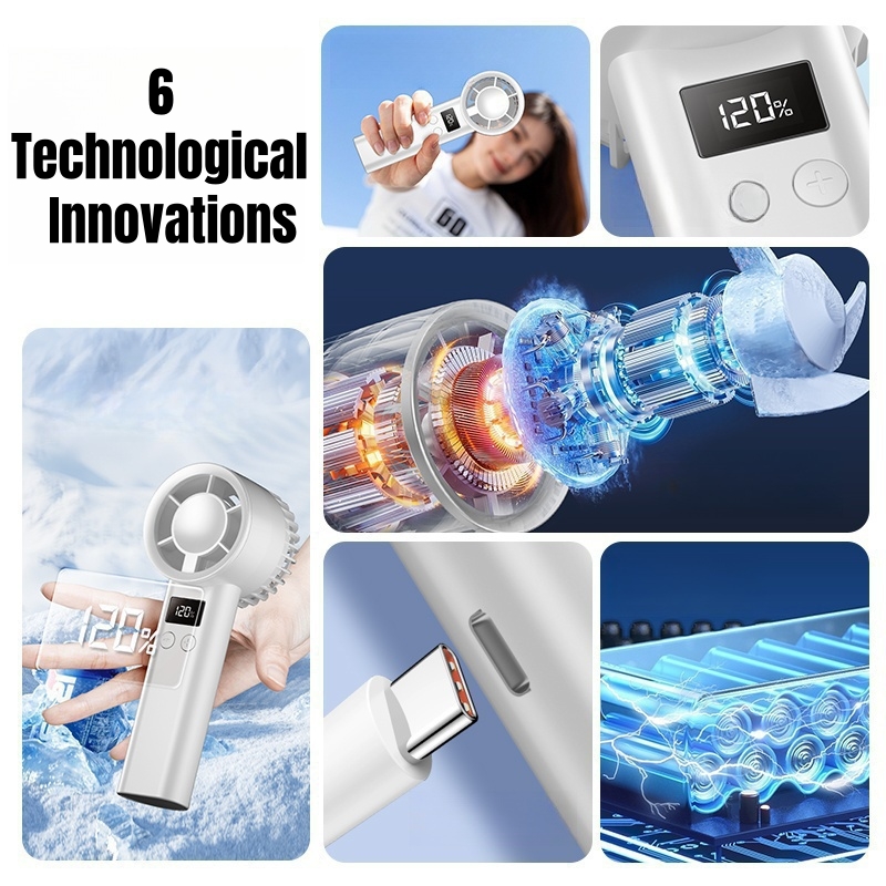 120 Speeds Multifunctional Electric Handheld Fan Wireless Portable Home ...