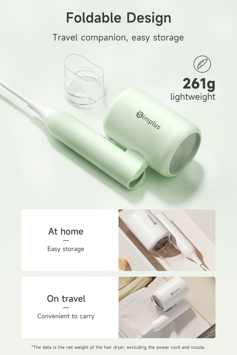 Simplus Hair Dryer Hair Blower Ionic Hair Care Foldable Design 3 ...