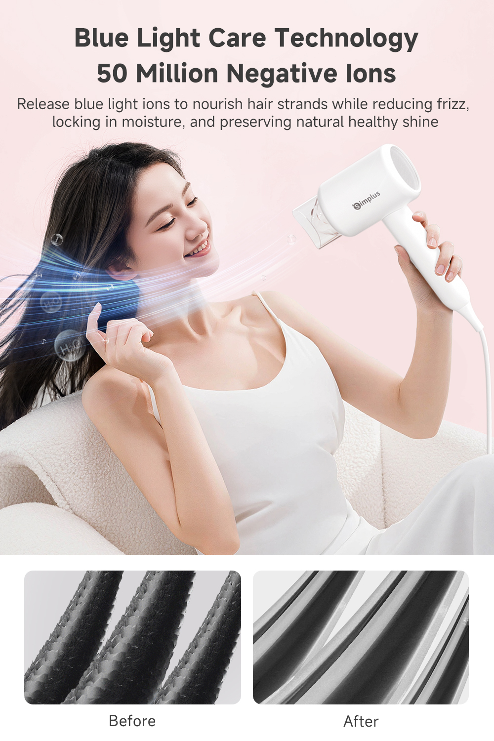 Simplus Hair Dryer Hair Blower Ionic Hair Care Foldable Design 3 ...