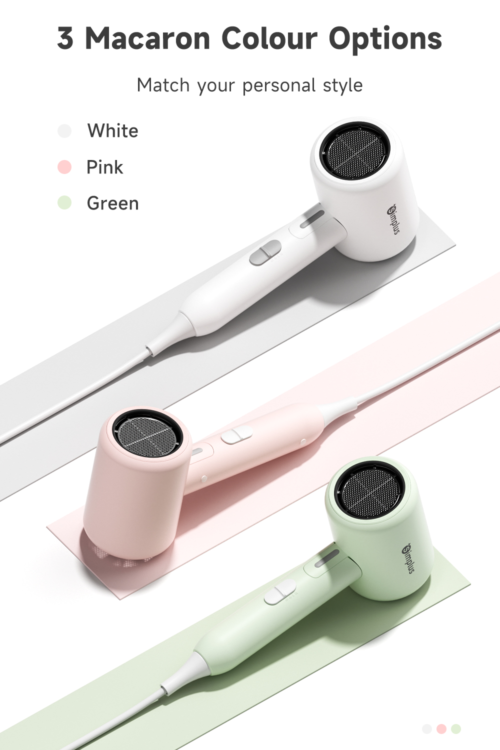 Simplus Hair Dryer Hair Blower Ionic Hair Care Foldable Design 3 ...