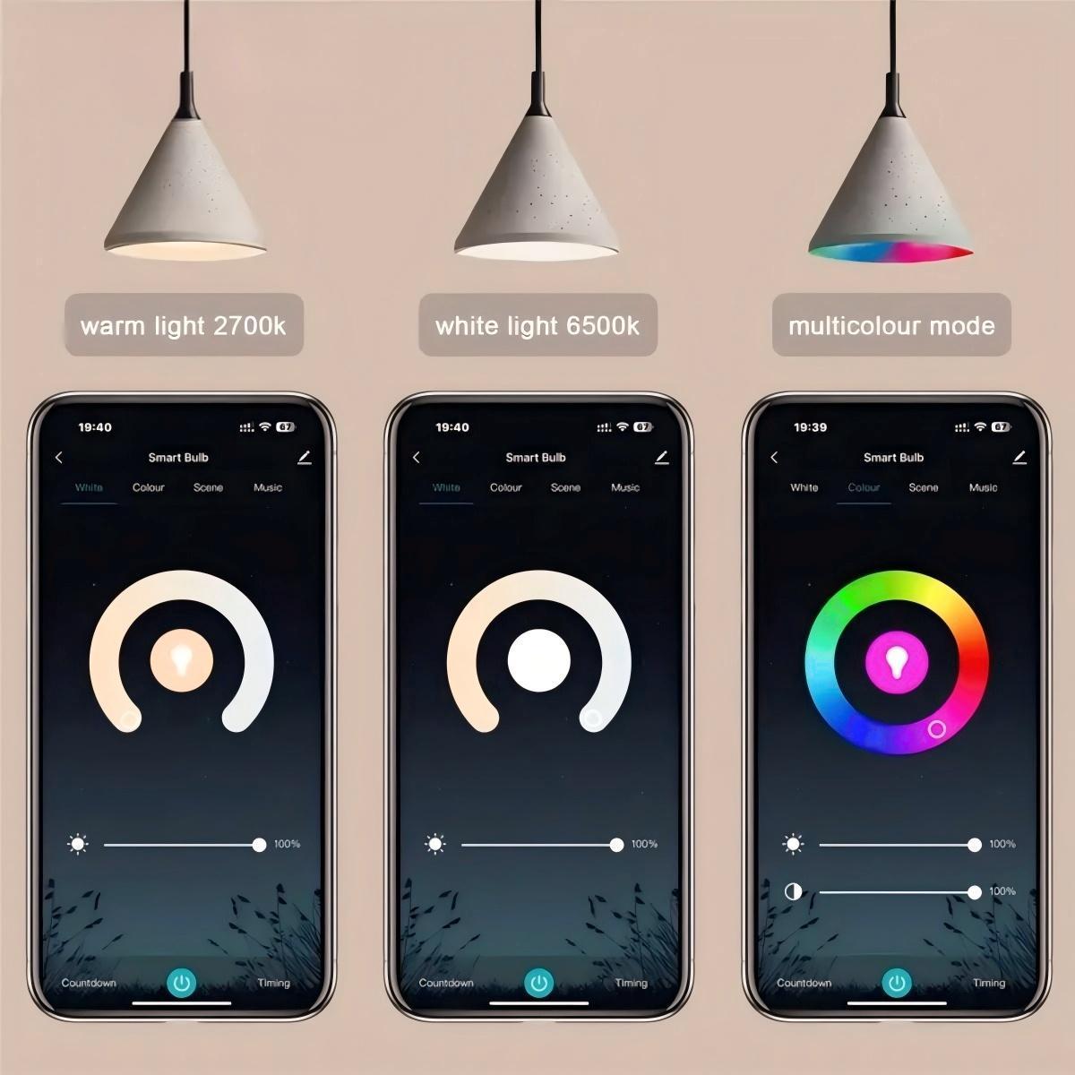 E27 Rgb Led Smart Bulb Tuya Lamp Bluetooth App Control Dimmable 15w ...