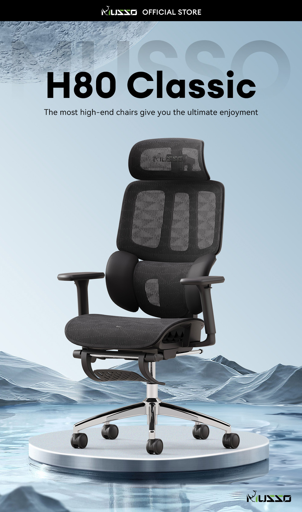 MUSSO H80 CLASS Ergonomic Chair with Adjustable Back Height 3D Armrest Adjustable Office Chair ...