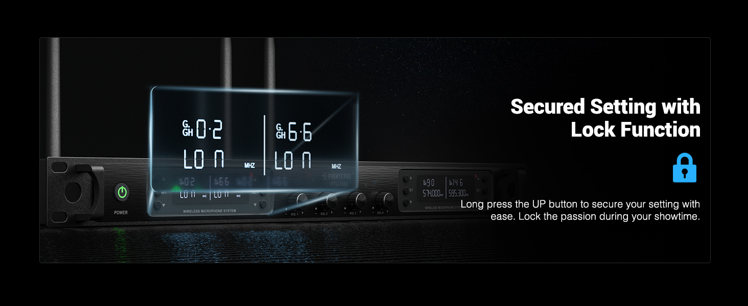 Phenyx Pro PTU-7000A Wireless Mic System 4-Channel Professional ...