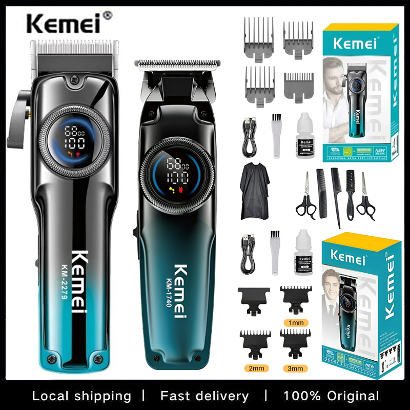 Kemei Professional Hair Clipper Electric Cordless Hair Trimmer Rechargeable Barber For Men's ...