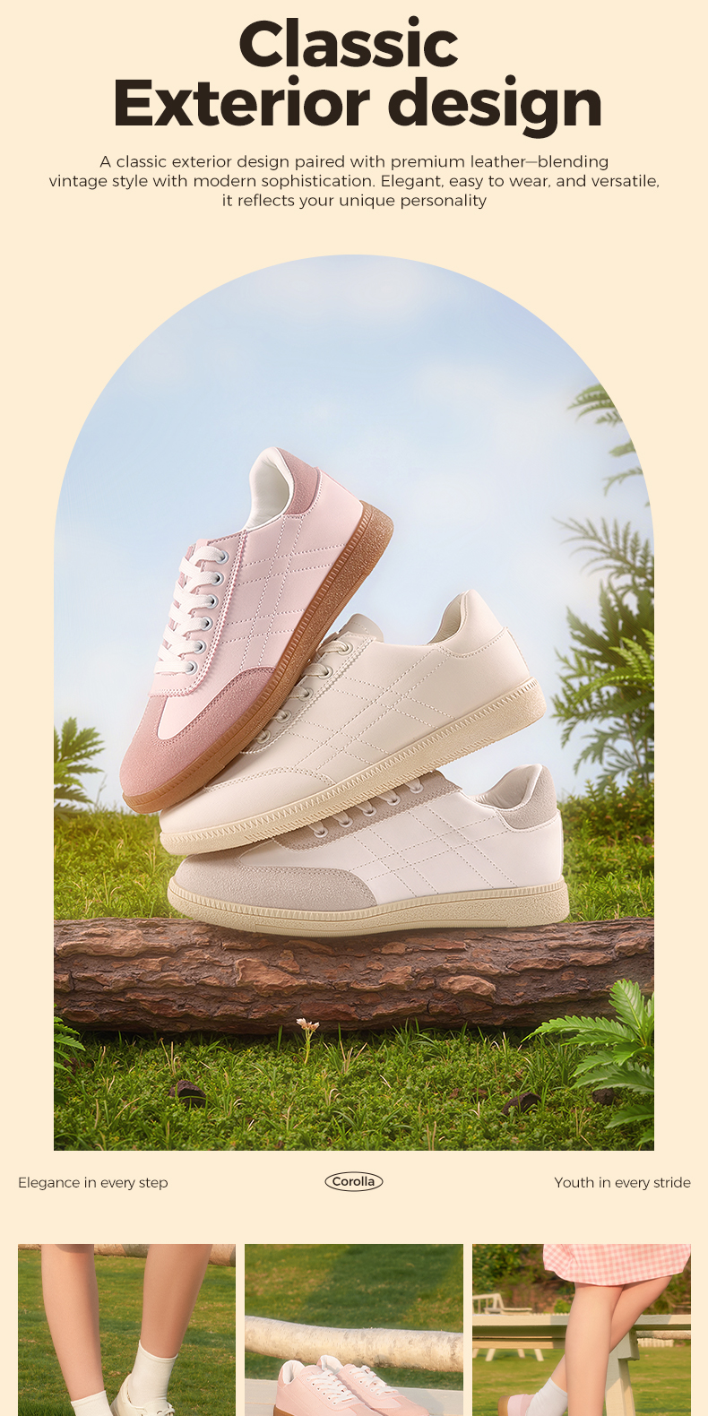 Corolla Women's White & Pink Sneakers - Lightweight Work Shoes, PU material Athletic Casual ...