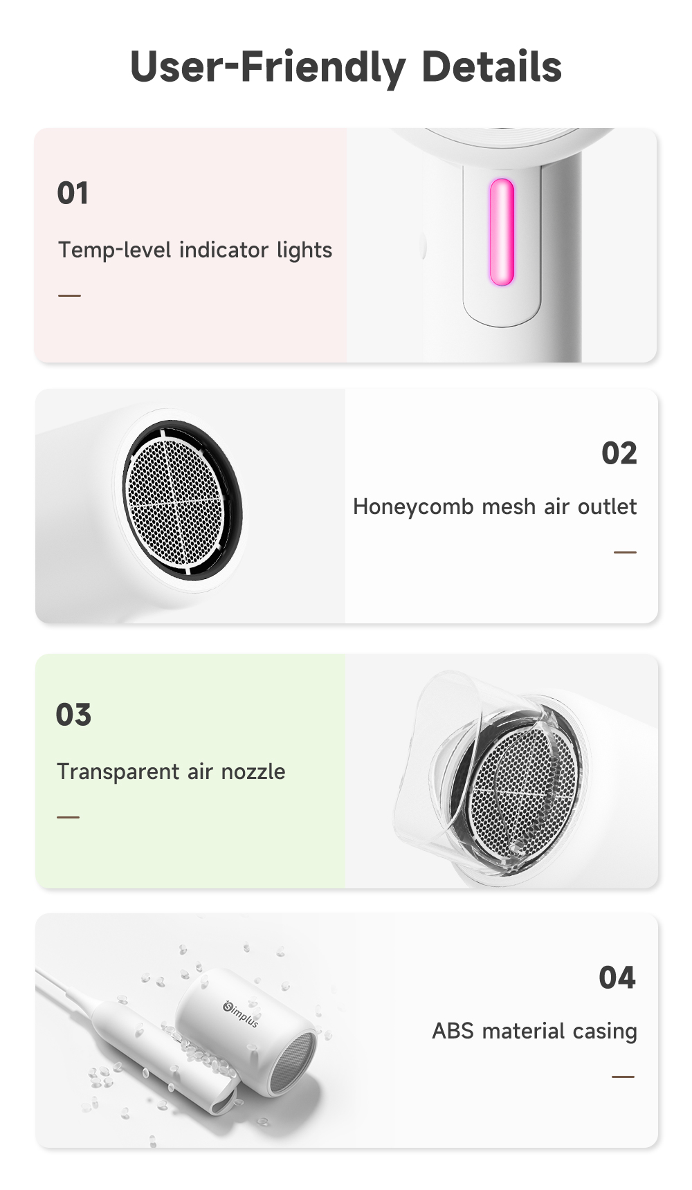 Simplus Hair Dryer Hair Blower Ionic Hair Care Foldable Design 3 ...