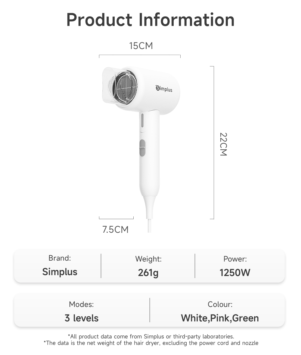 Simplus Hair Dryer Hair Blower Ionic Hair Care Foldable Design 3 ...