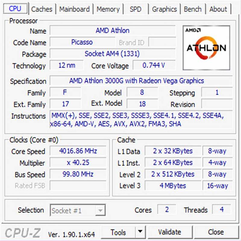 AMD Athlon 3000G Desktop Processors CPU Tray Type 2-Core 4-Thread With ...