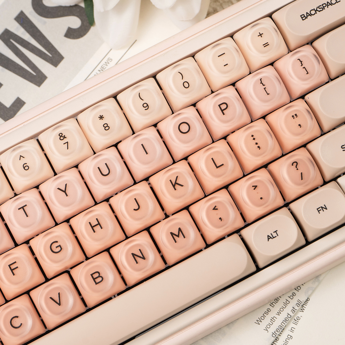 Foundation keycaps Pink PBT+PC round cute for Mechanical Keyboard ...