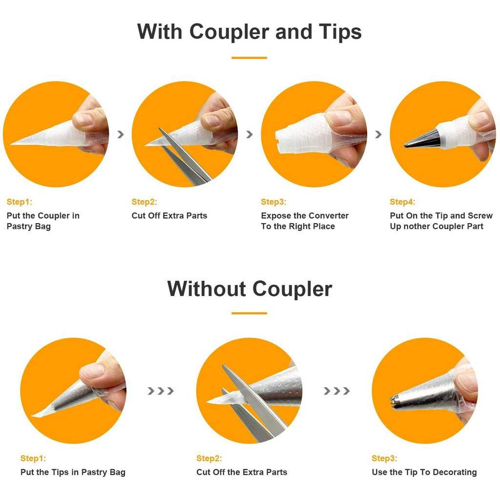 100pcs Large/Medium/Small Disposable Icing Pipe Decorating Cake Cupcake ...