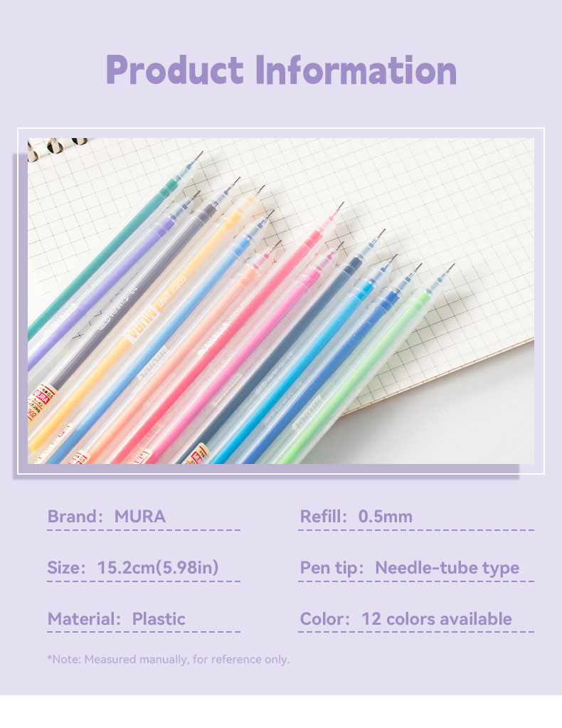 12pcs Colored Gel Pens Set – Kawaii Ballpoint Writing Pens for School ...