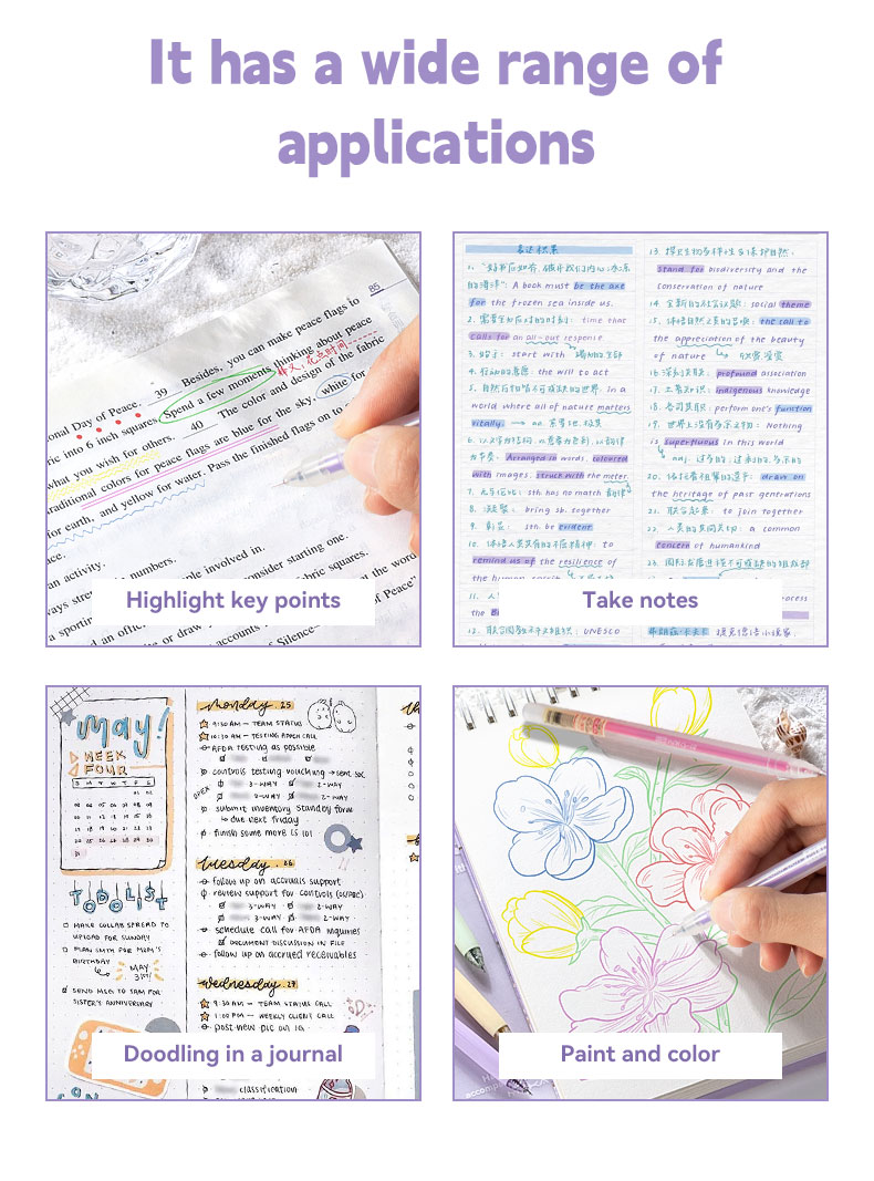 12pcs Colored Gel Pens Set – Kawaii Ballpoint Writing Pens for School ...