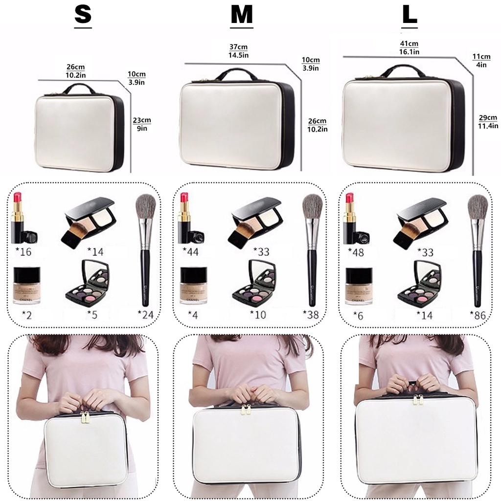 ⚡Local Spot⚡Large 3 Layers Cosmetic Organizer Make Up Bag Waterproof ...