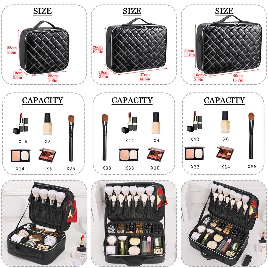 ⚡Local Spot⚡Large 3 Layers Cosmetic Organizer Make Up Bag Waterproof ...