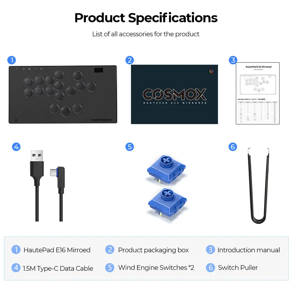 Haute42 E16 Mirrored Hitbox Leverless Controller For PC / PS4 / PS5 ...