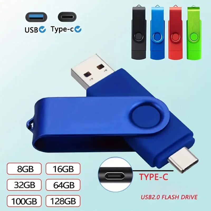 Type C 2 in 1 Flash Drive High Speed USB for Phones PC TV 64GB 32GB ...