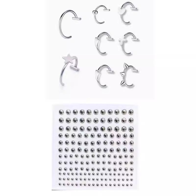 Eyebrow stud fake no holes no piercings face accessory Nose stud face ...
