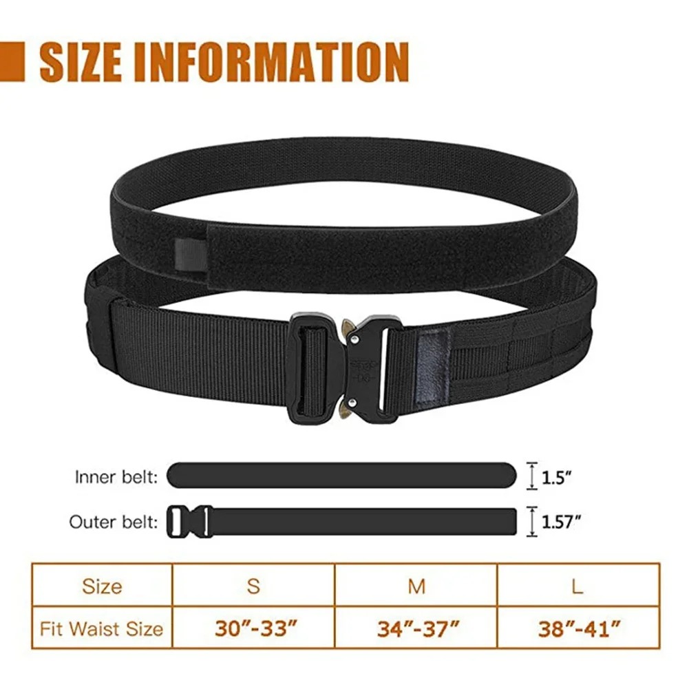Men's Belt 2 Inch Metal Buckle Quick Release Laser Cut Combat Belt Men ...