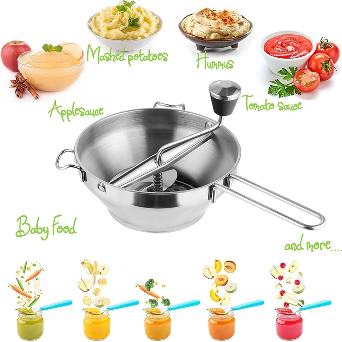 Food Mill, Stainless Steel Food Mill for Tomato Sauce&Canning, Food ...