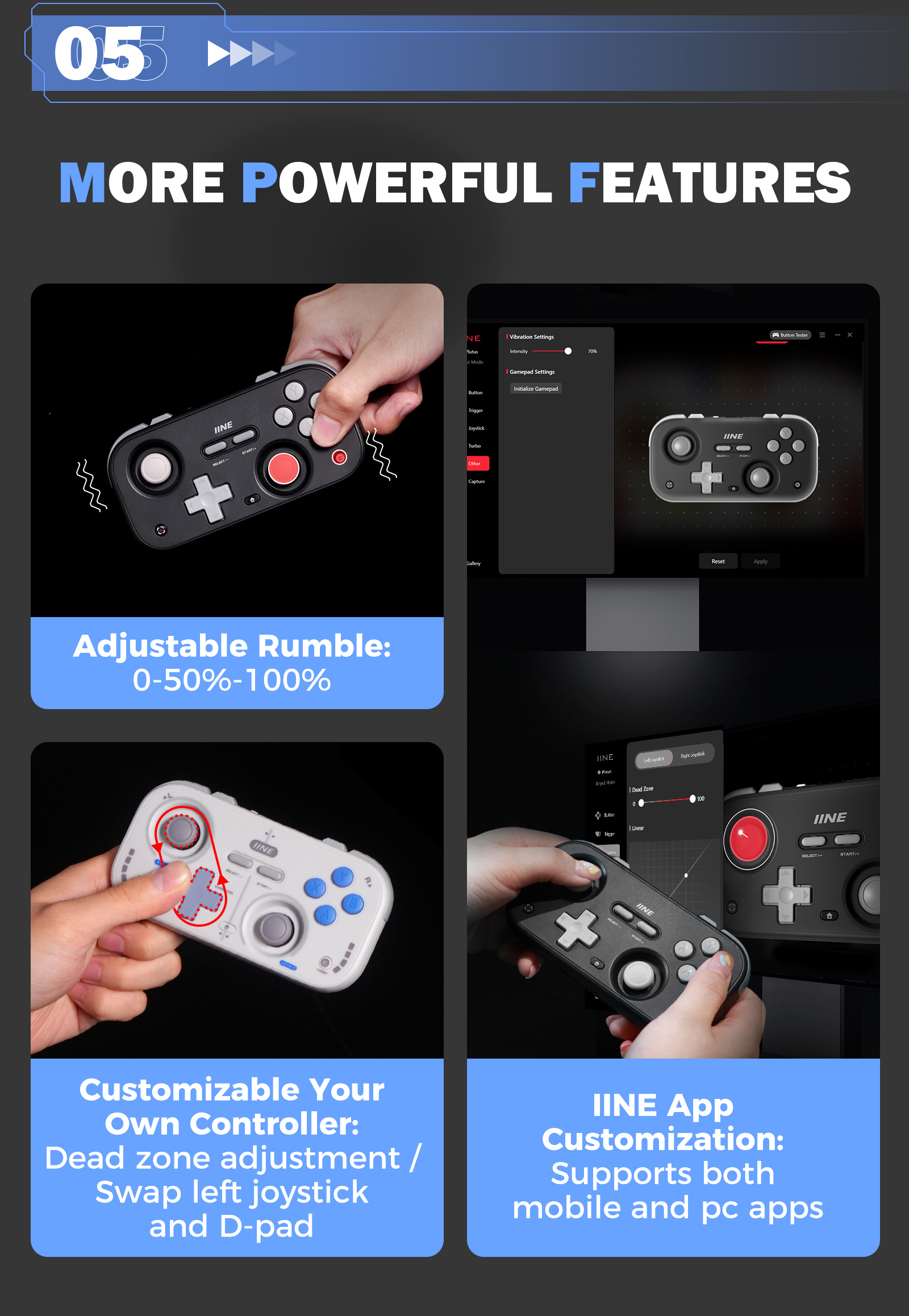 IINE Retro Pocket Game Controller /Compact & Portable Hall Joysticks + 1000Hz Recessed Joystick ...