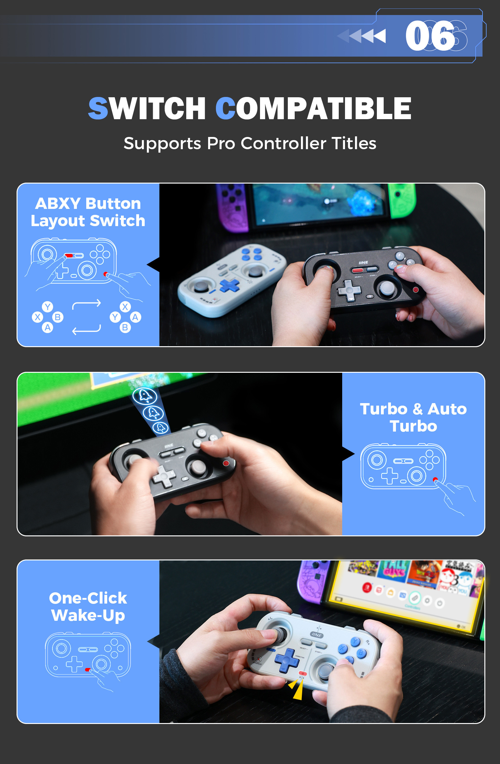 IINE Retro Pocket Game Controller /Compact & Portable Hall Joysticks + 1000Hz Recessed Joystick ...