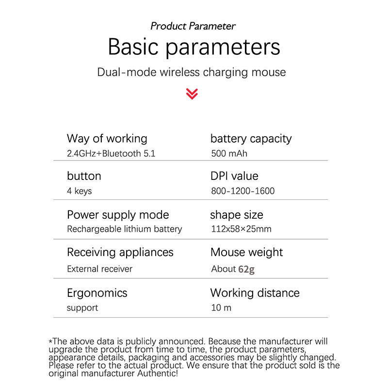 Wireless Mouse Bluetooth Large Capacity Battery Low Power Long Usage ...