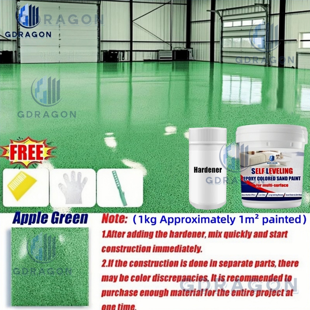 【Durable For 50 Years】Epoxy Floor Paint Wear-Resistant 1kg with Brush ...