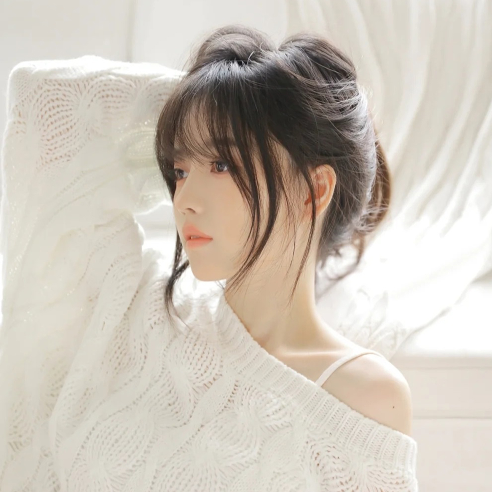 3D Women's Top Hair Fake Fringe Seamless Clip-On Hair Extensions Full ...