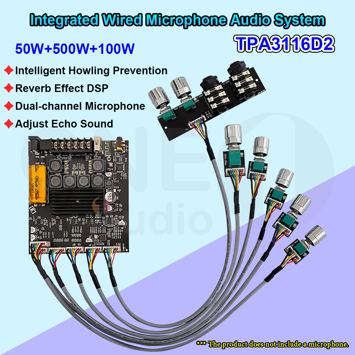 OneAudio ZK-AM100F WUZHI Mini Amplifier Bluetooth5.1 50W*2+100W with 2-way Microphone DPS Reverb ...