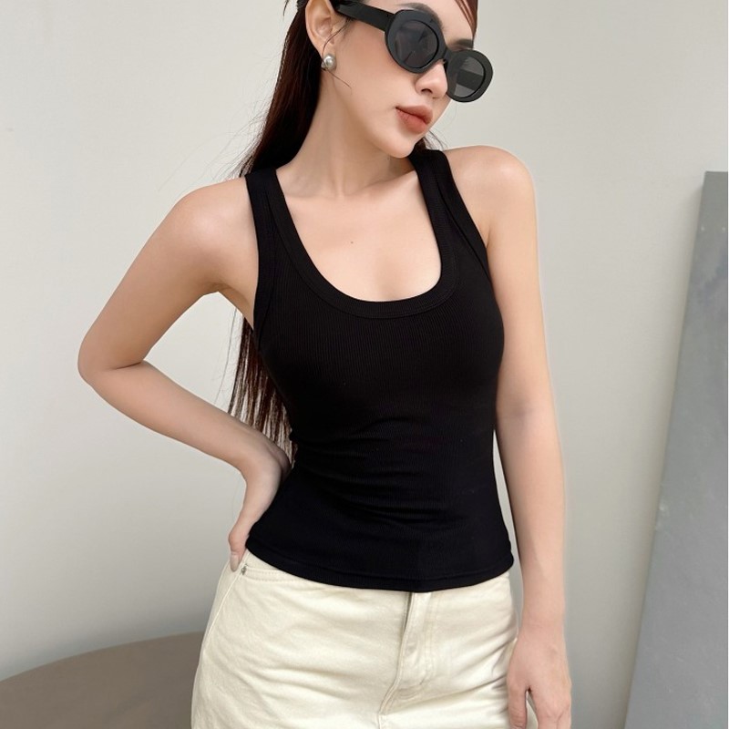 Women'S Basic U-Neck Cotton Tank Top Slim Fit, Comfortable And Cool ...