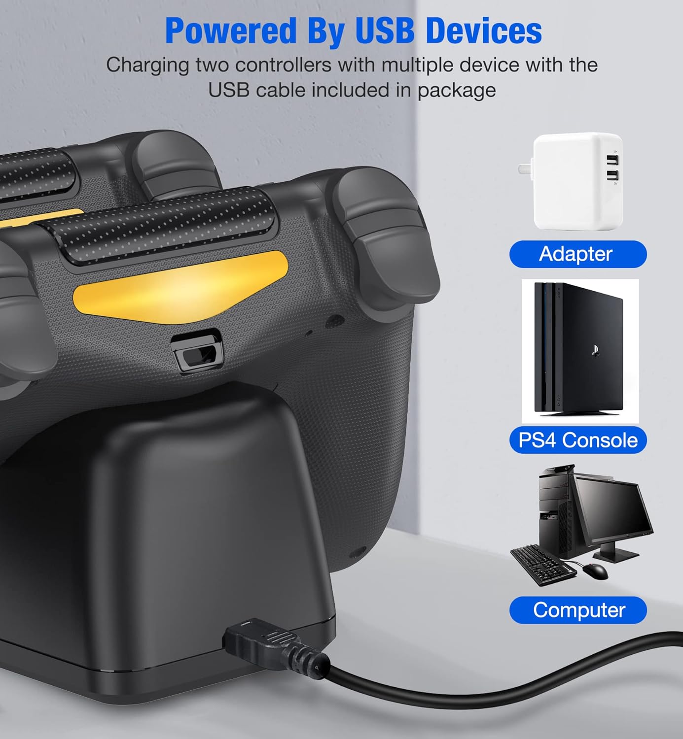 PS4 Controller Charging Dock Station Upgraded Chip for PS4/PS4 Slim/PS4 ...