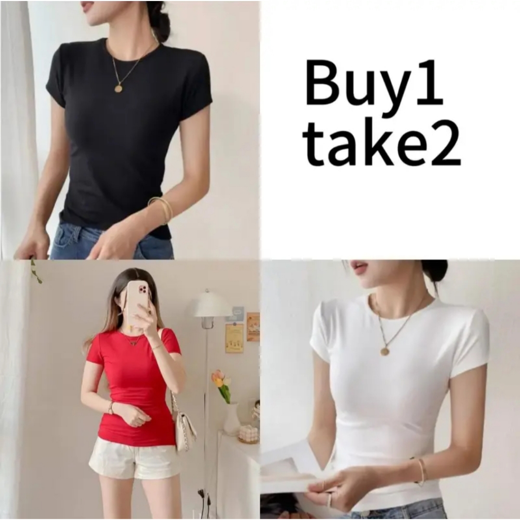 Buy 1 Get 2 Free (Total 3 pcs) Korean Sexy Double Lined Women's Tops ...