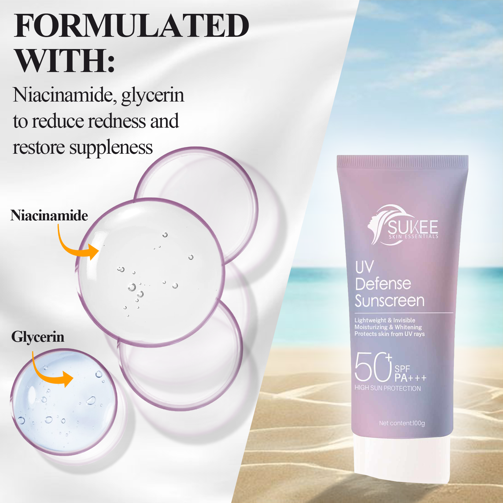 [2PCS] SUKEE Sunscreen UV Defense Sun Screen SPF50+ Moisturize Skin ...