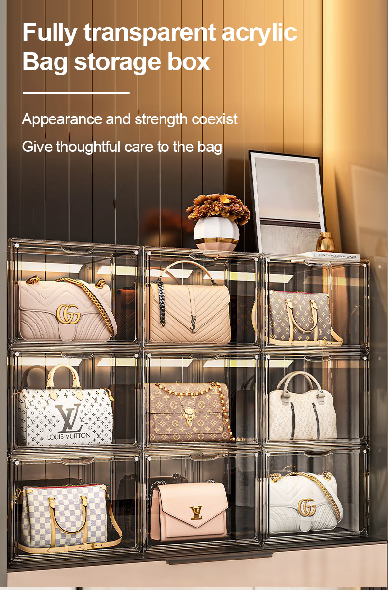 Stackable Acrylic Bag Organizer Case, Magnetic door design, Lady Bag ...