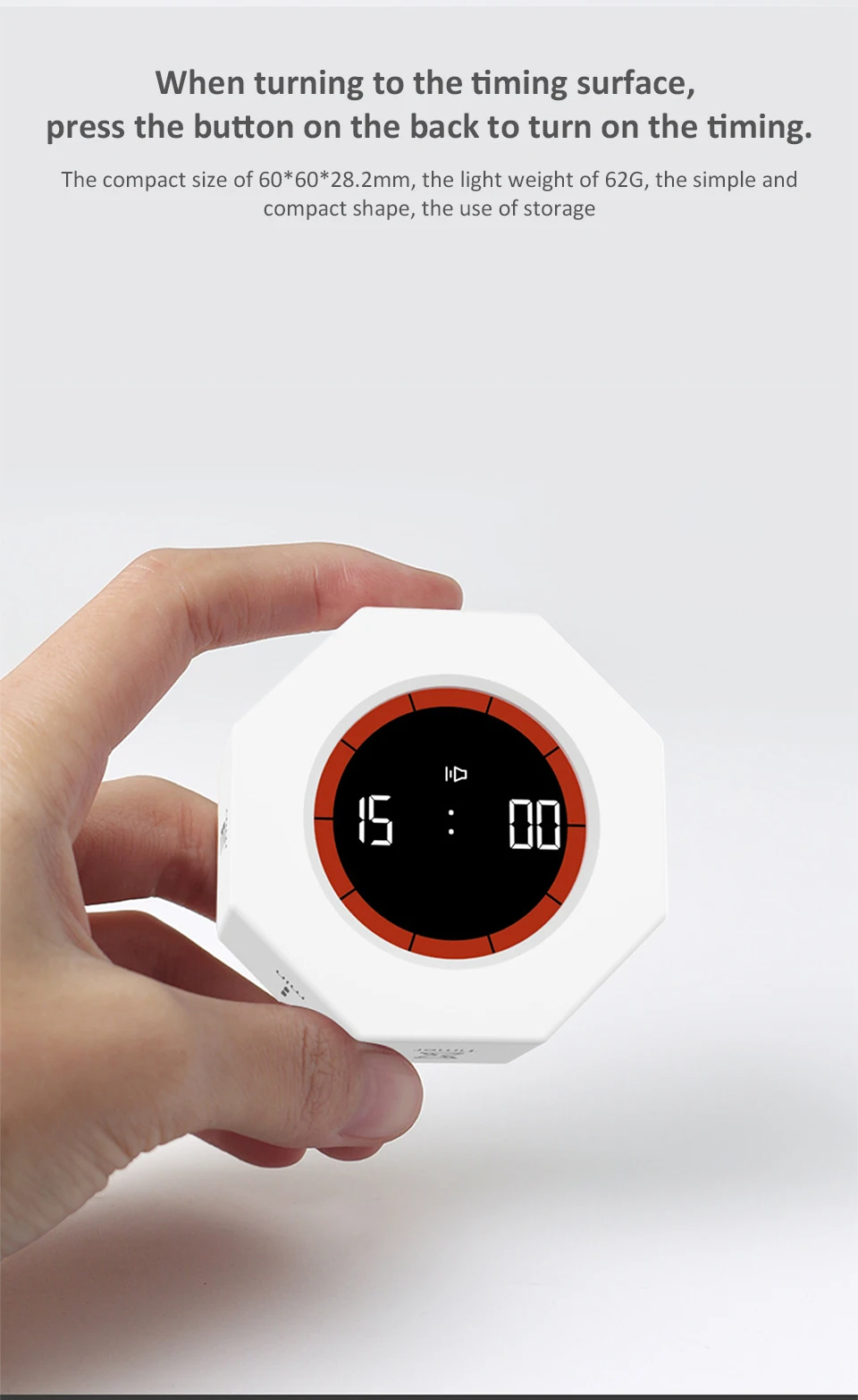 Octagonal Gravitational Flip Focus Timer with 1/3/5/15/30/60/90 Minute ...