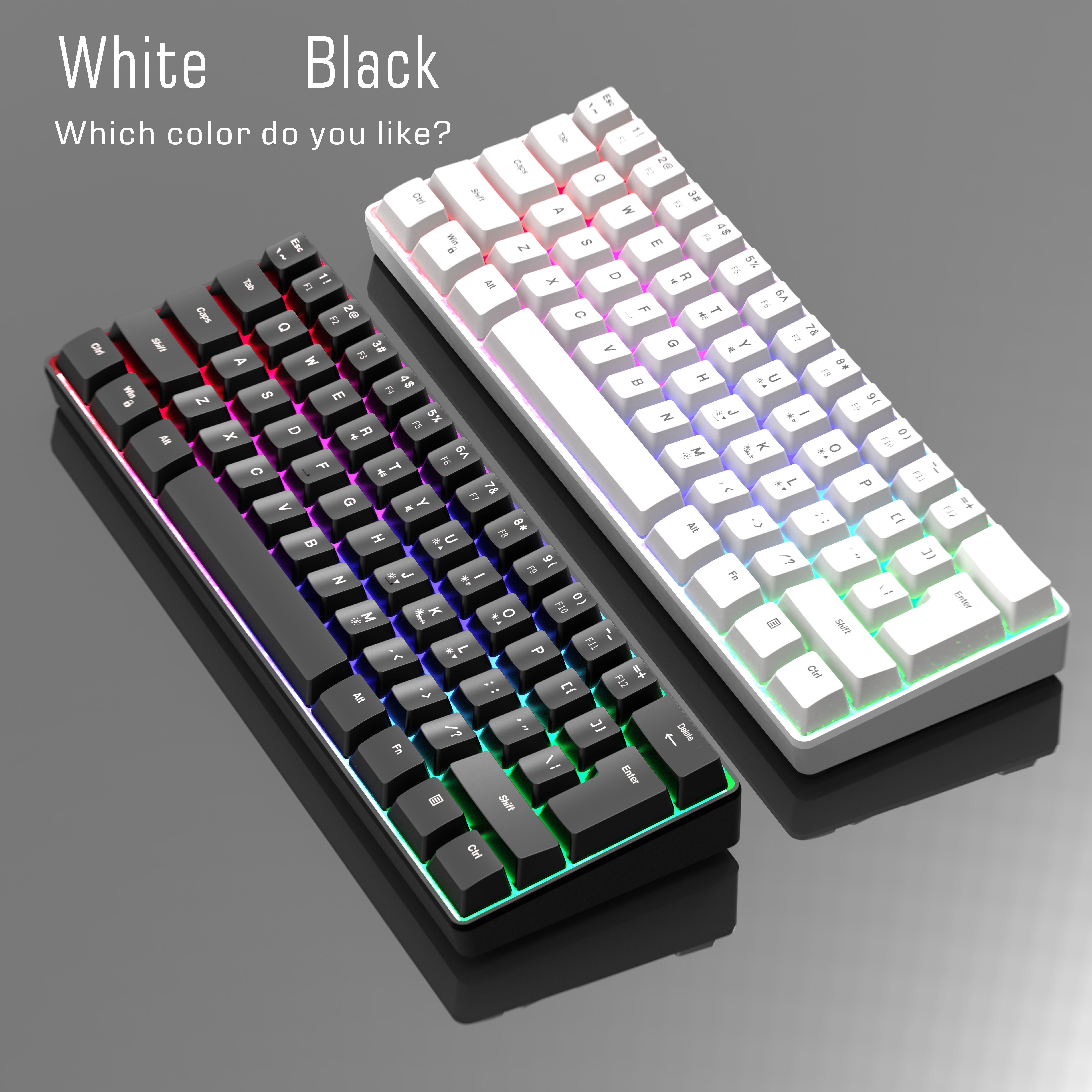 61 Key USB Keyboard RGB Luminous Mini 60% for Computer Notebook ...
