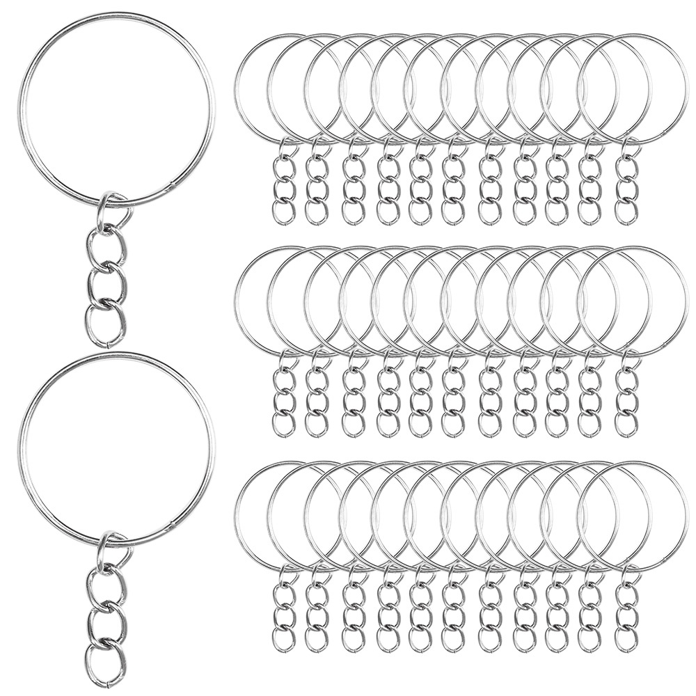 50Pcs/Bag Key Ring Accessories DIY Key Chains Car Key Rings Silver ...