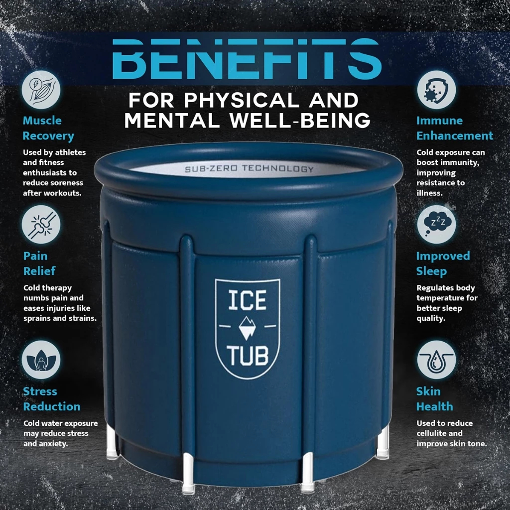 Cold Plunge Tub with Cover, Inflatable Ice Bath Barrel，Ice Bath Tub for ...