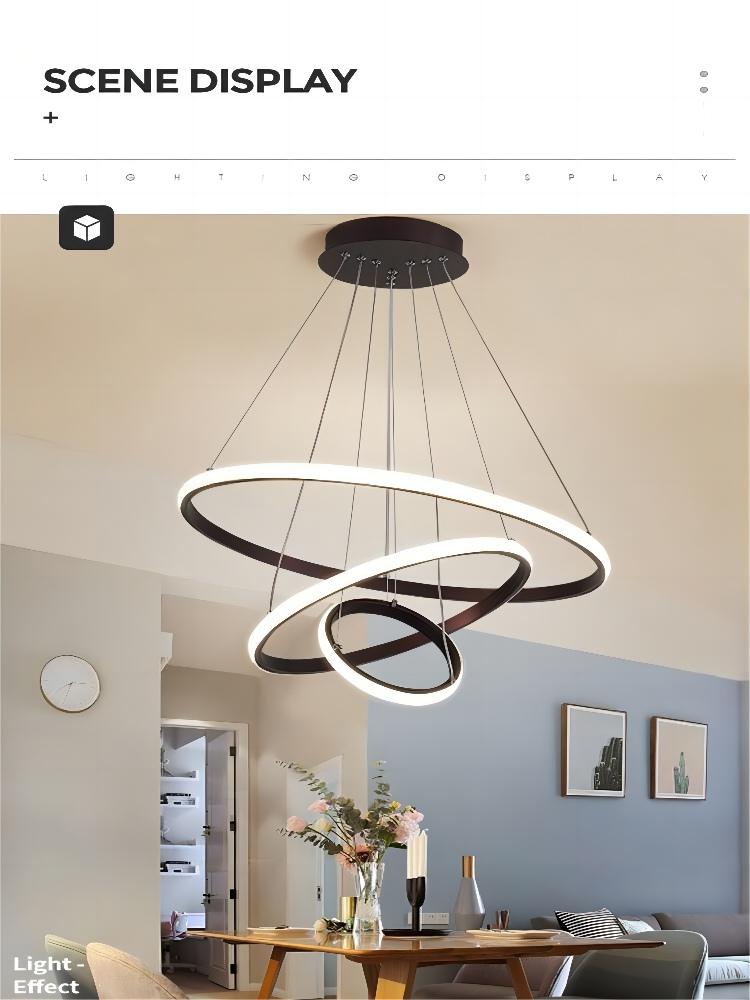 Led Tri color Lamp Living Dining Room Light Modern Chandelier Stair ...