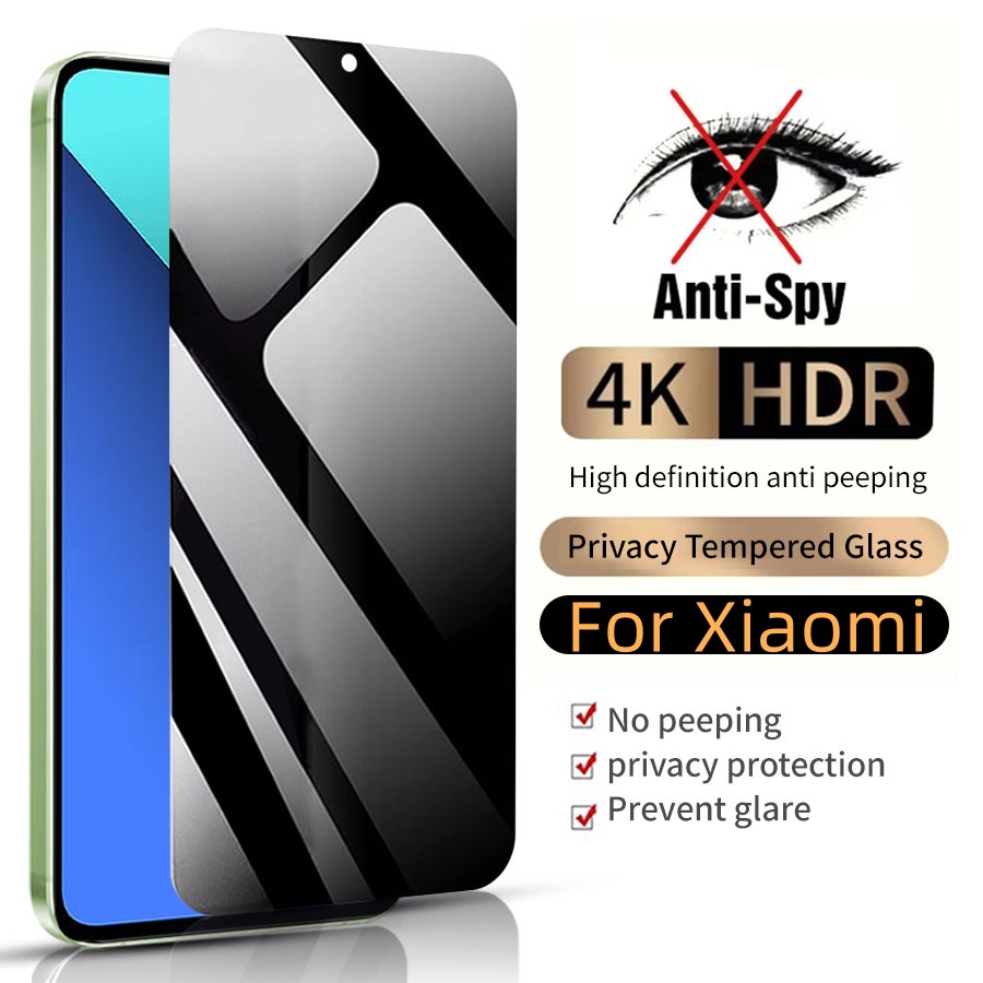 Anti Spy Privacy Tempered Glass For Xiaomi Redmi Note 14 13 12 11 11S 10 12s 10s 9 9s 8 Pro Plus ...