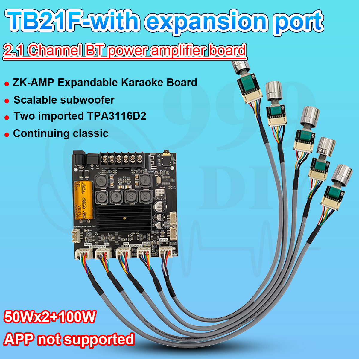 999DIY ZK TB21F 2.1 Channel Bluetooth Amplifier Board High Power 50Wx2 ...