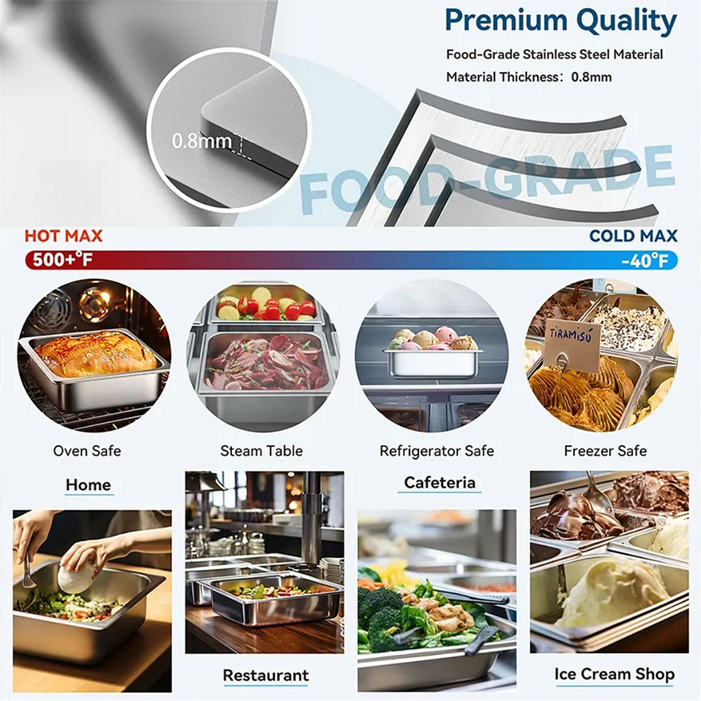 Stainless Steel Food Storage Pan Sauce Pan Food Warmer with Cover Food ...