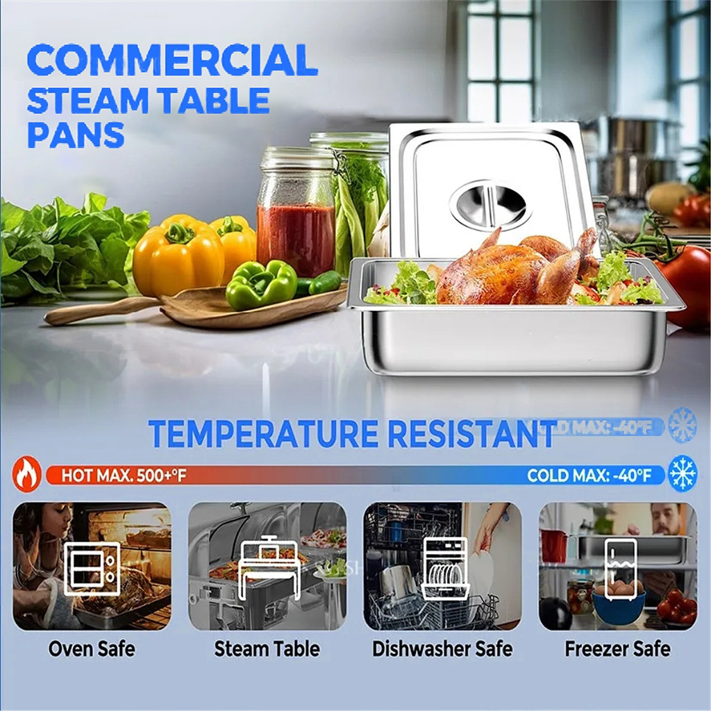 Stainless Steel Food Storage Pan Sauce Pan Food Warmer with Cover Food ...