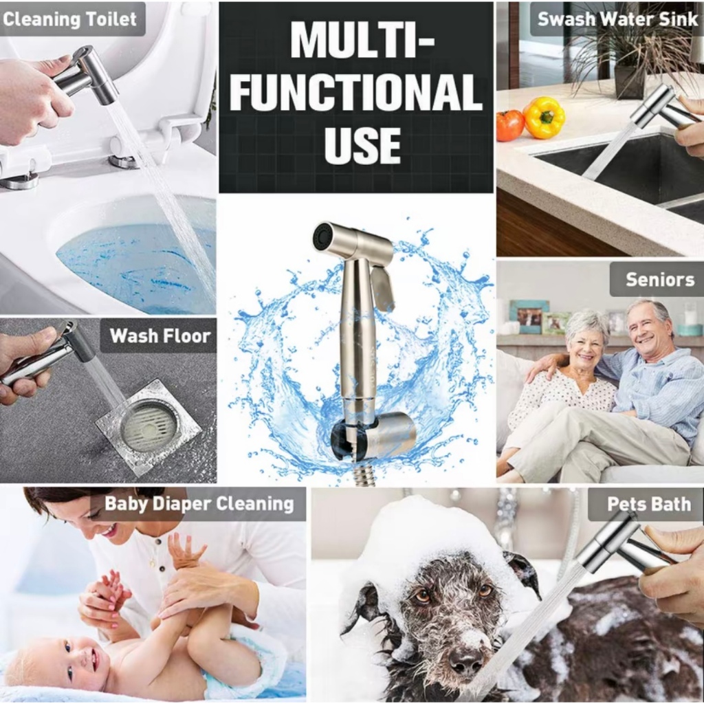 Bidet Spray Set Heavy Duty 3In1 Bathroom Hand Held Shower water Spray ...