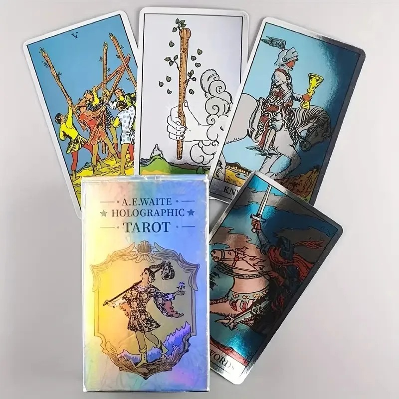 Classic Tarot Card Game Set with Holographic Flash Cards and Waite Deck ...