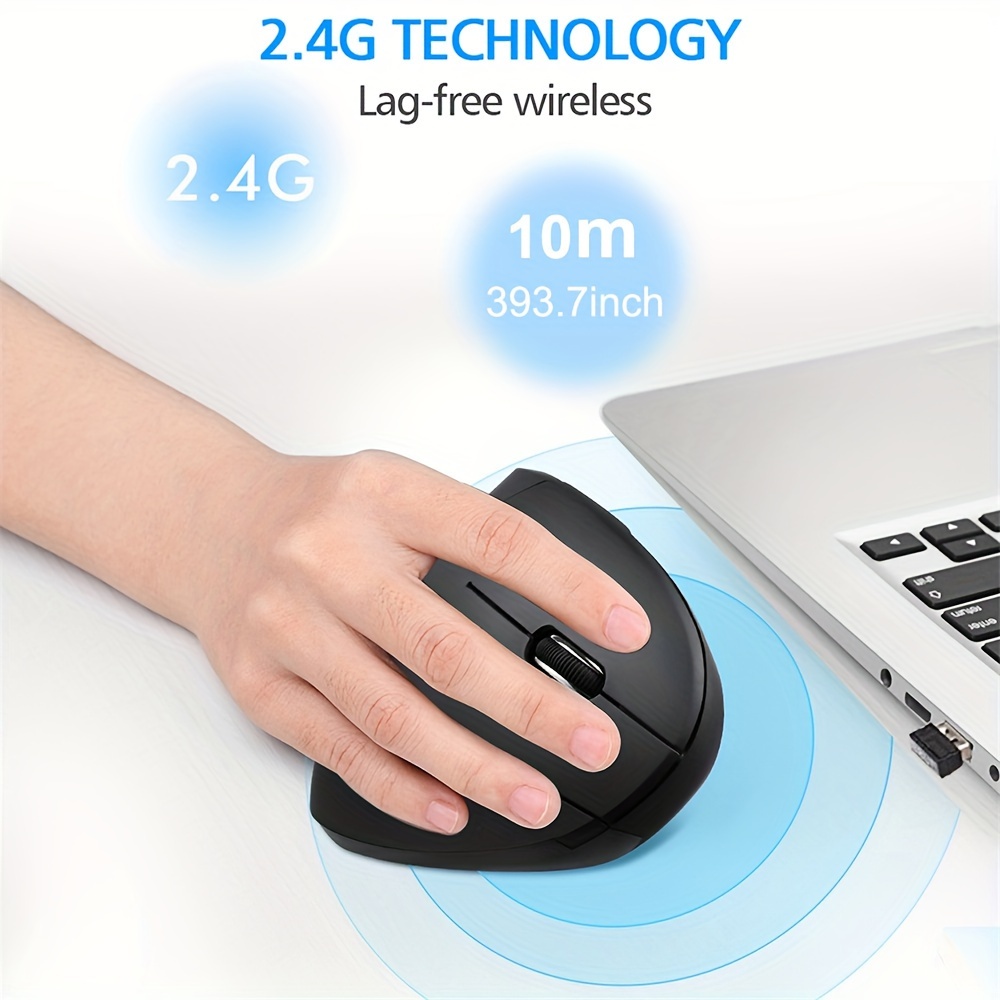 Vertical Wireless Mouse USB PC Laptop Office Home Ergonomic Mouse ...