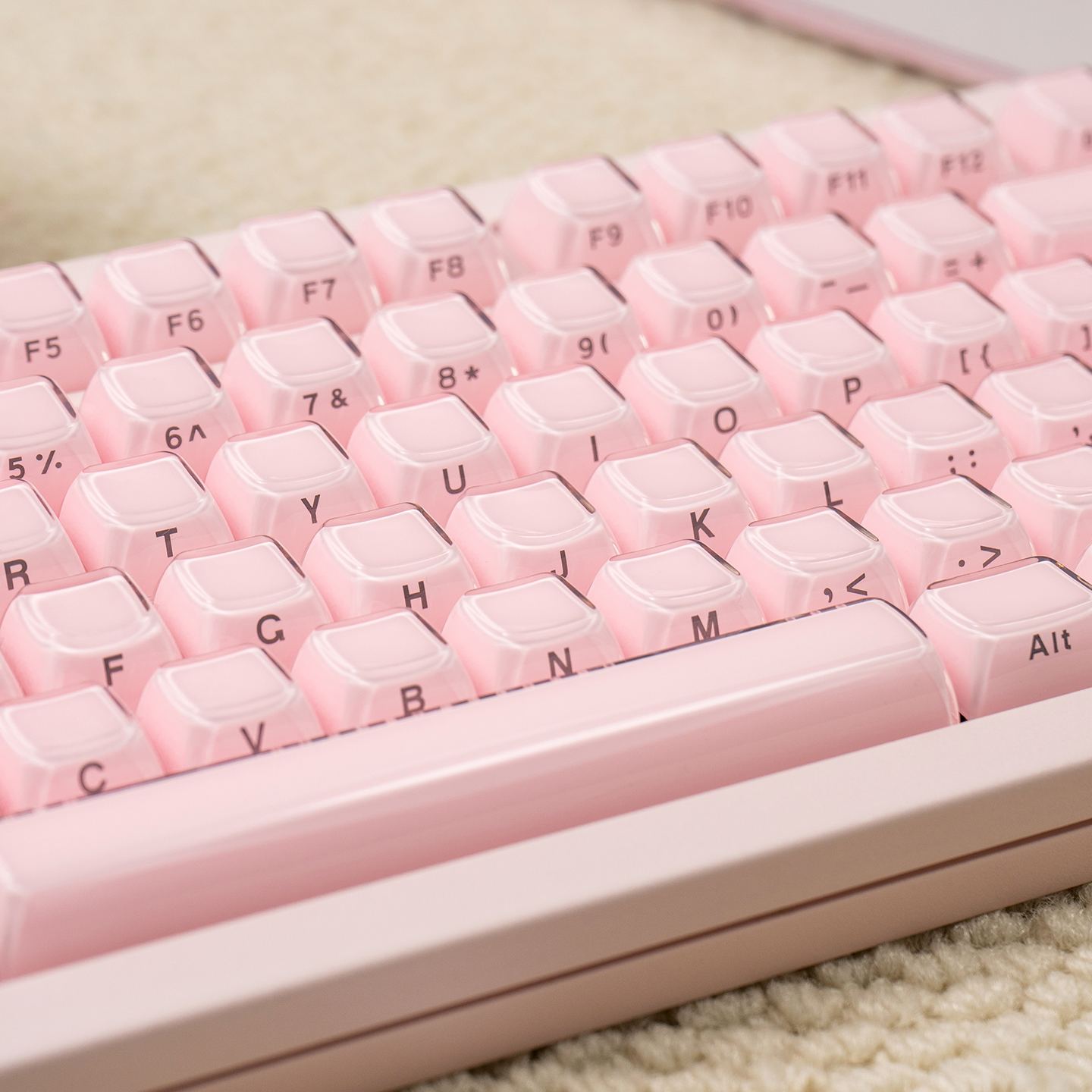Crystal Pudding Pink keycaps OEM profile ABS Double shot side engraved ...